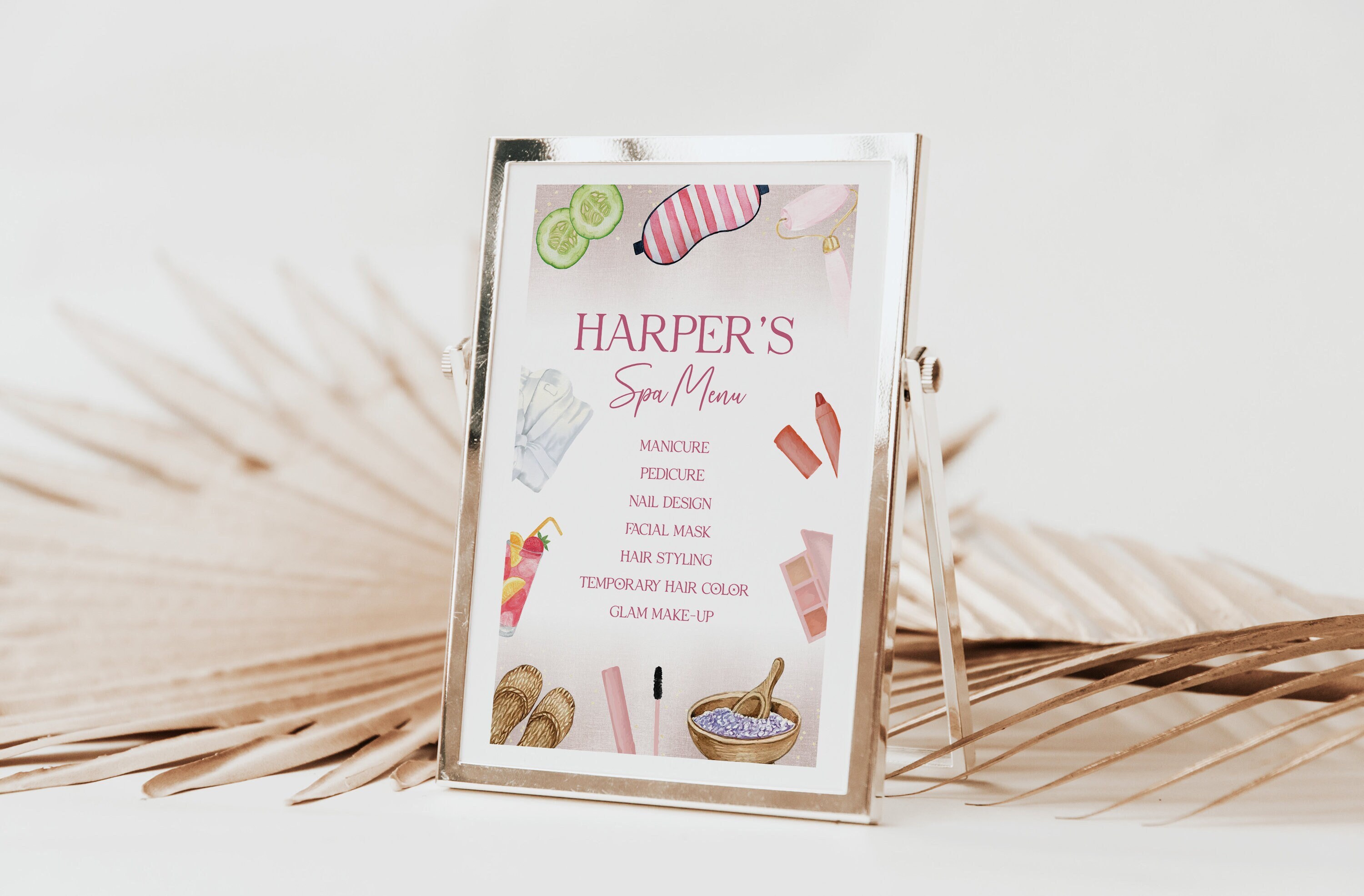 Spa Menu Table Sign Spa Birthday Sign Spa Services Menu Sign Spa Day ...