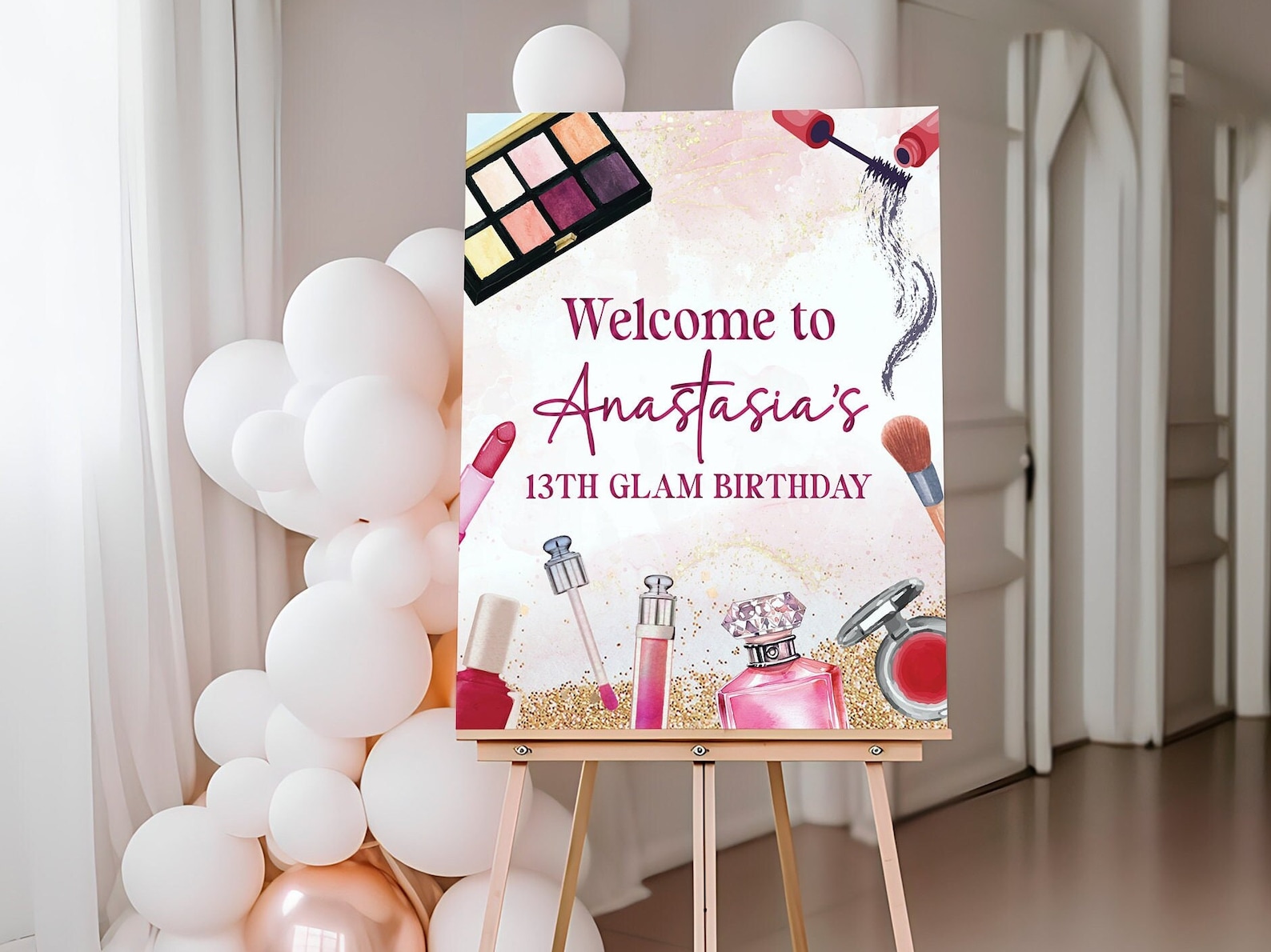 Makeup Birthday Welcome Sign Make up Greeting Sign Girls Birthday ...