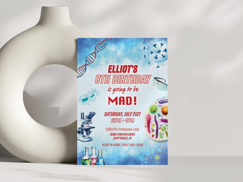 Science Birthday Backdrop Banner Boys Birthday Wall Banner Science ...