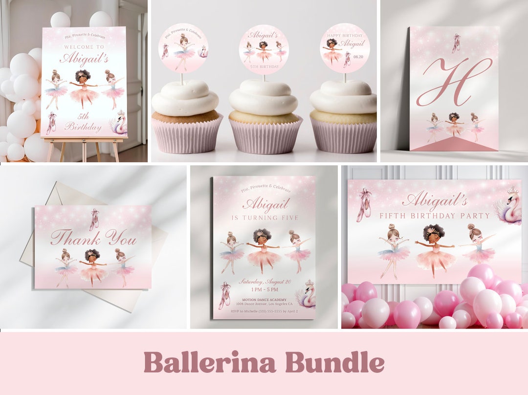 Ballerina Birthday Bundle Girls Birthday Ballet Birthday Templates ...