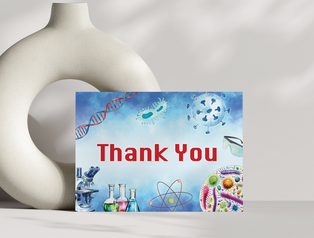 Science Birthday Thank You Card Boys Science Thank You Card Editable ...