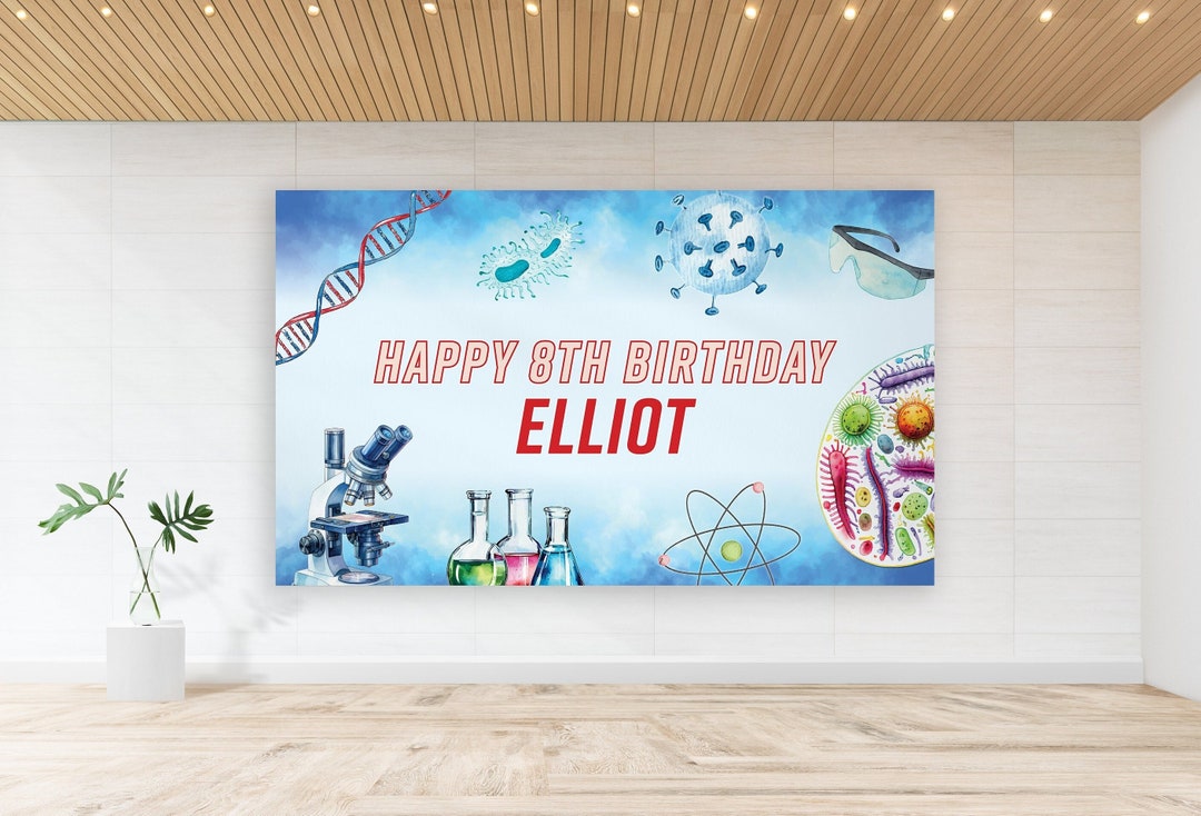 Science Birthday Backdrop Banner Boys Birthday Wall Banner Science ...