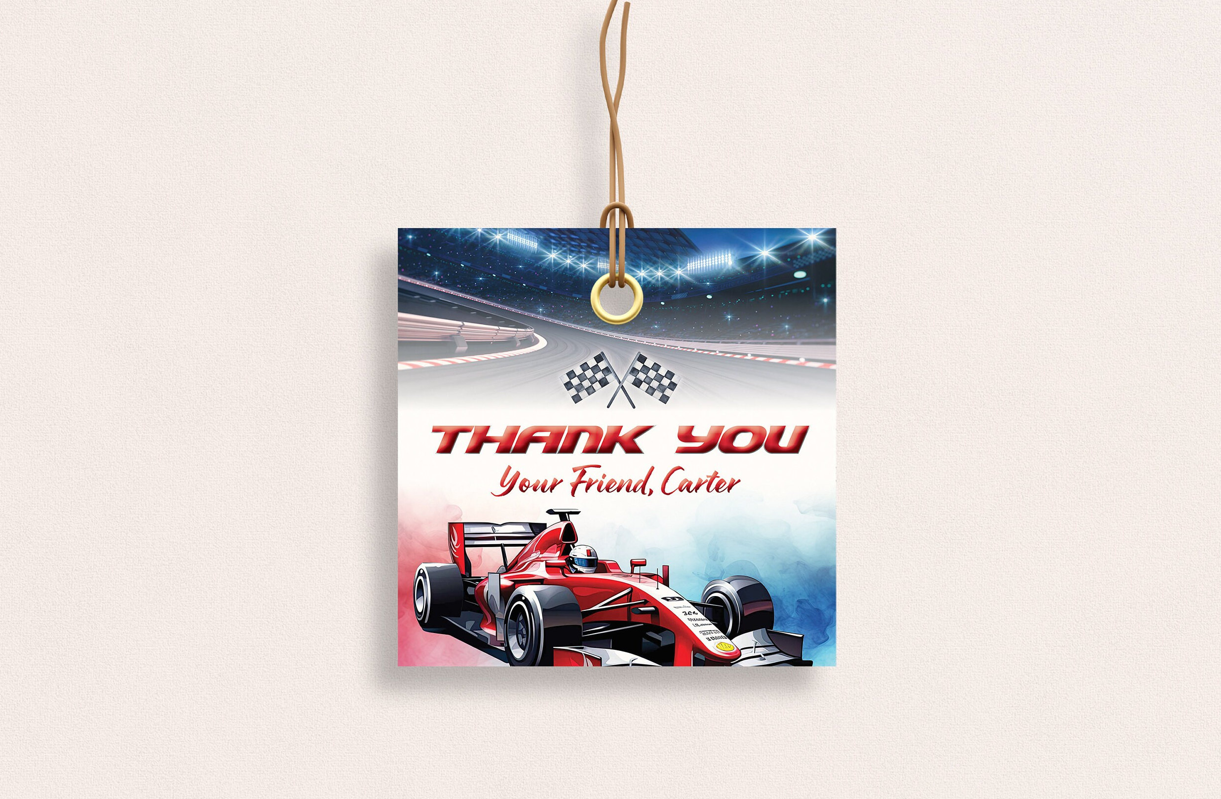 Race Car Birthday Thank You Card Racing Cars Birthday Editable Race Car ...