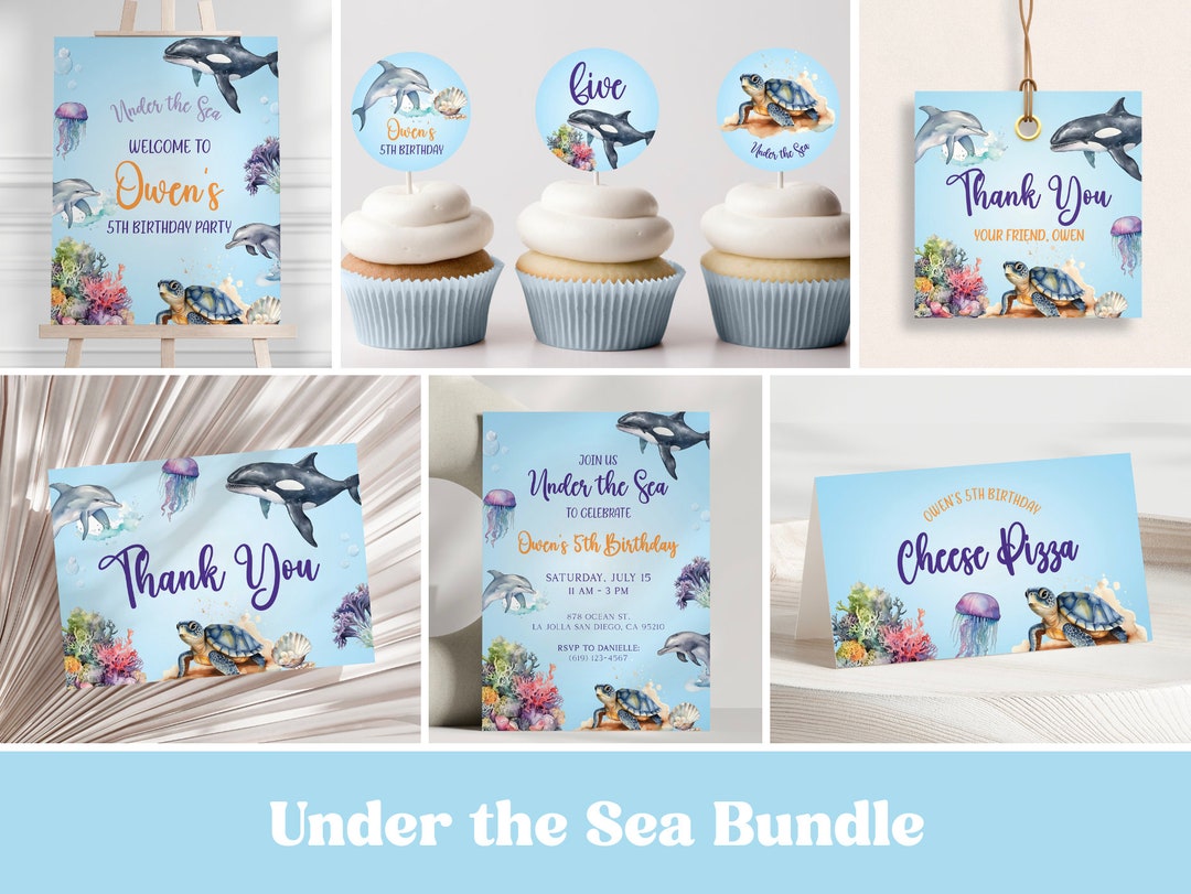 Under the Sea Birthday Templates Under the Sea Templates Bundle Sea ...