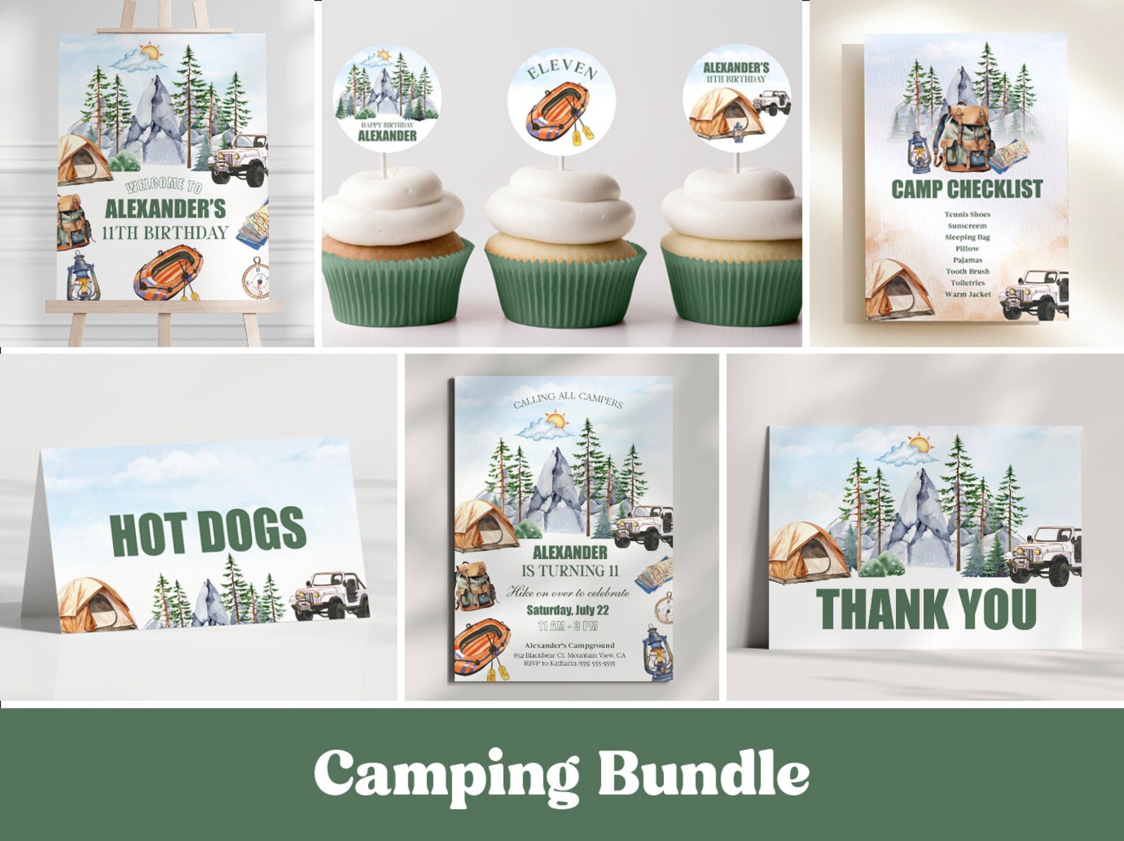Camping Birthday Template Bundle Camp Birthday Digital Templates ...