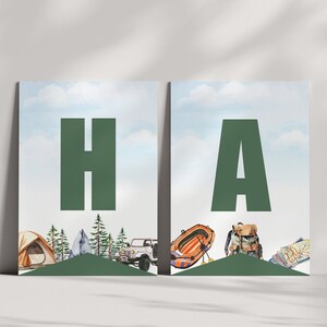 Camping Birthday Banner Happy Birthday Letter Garland Editable Camping ...