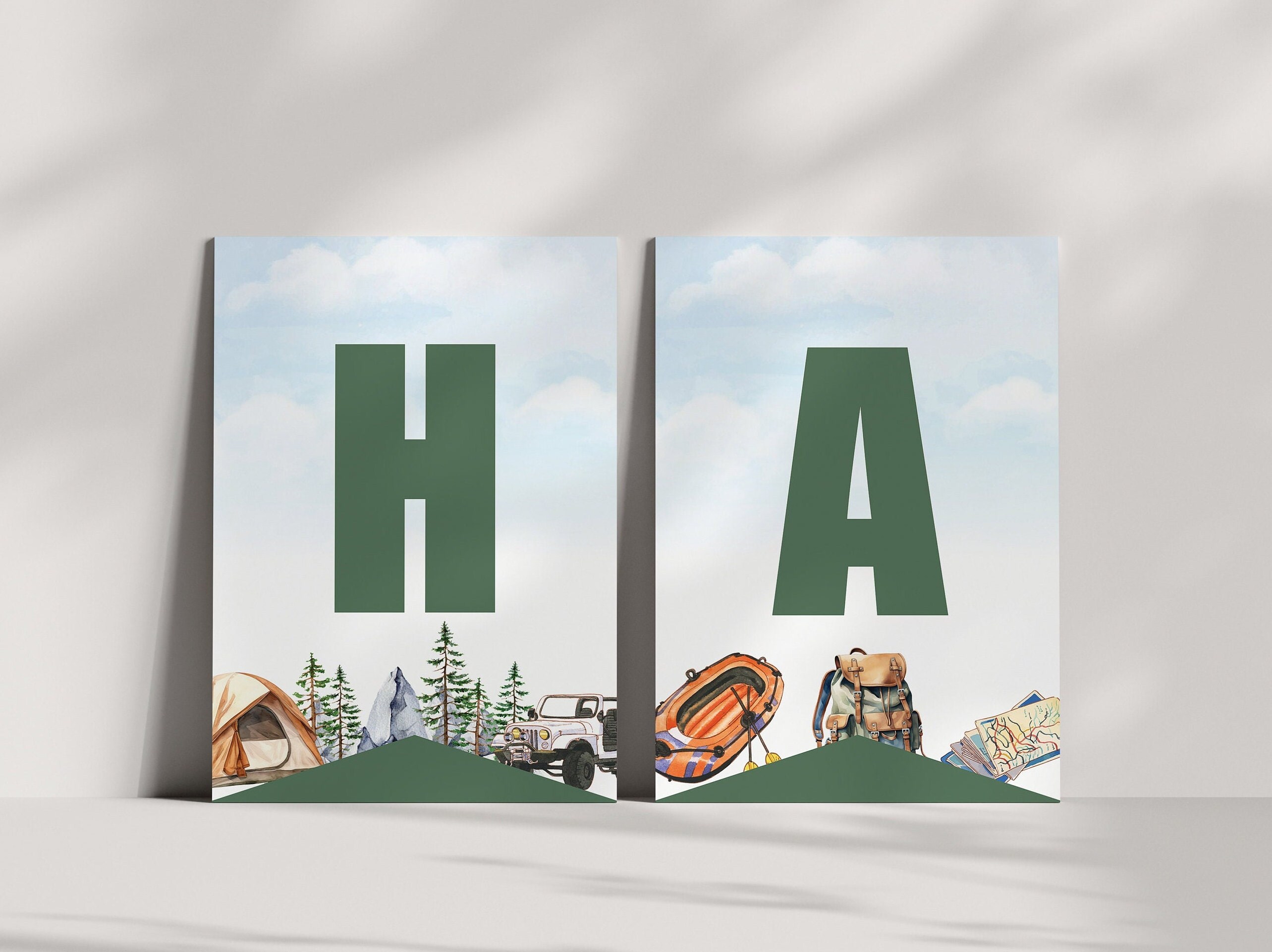Camping Birthday Banner Happy Birthday Letter Garland Editable Camping ...