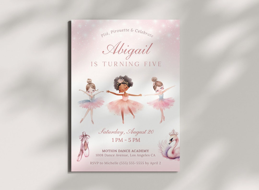 Ballerina Invitation Editable Ballet Invitation Girls Ballet Birthday ...
