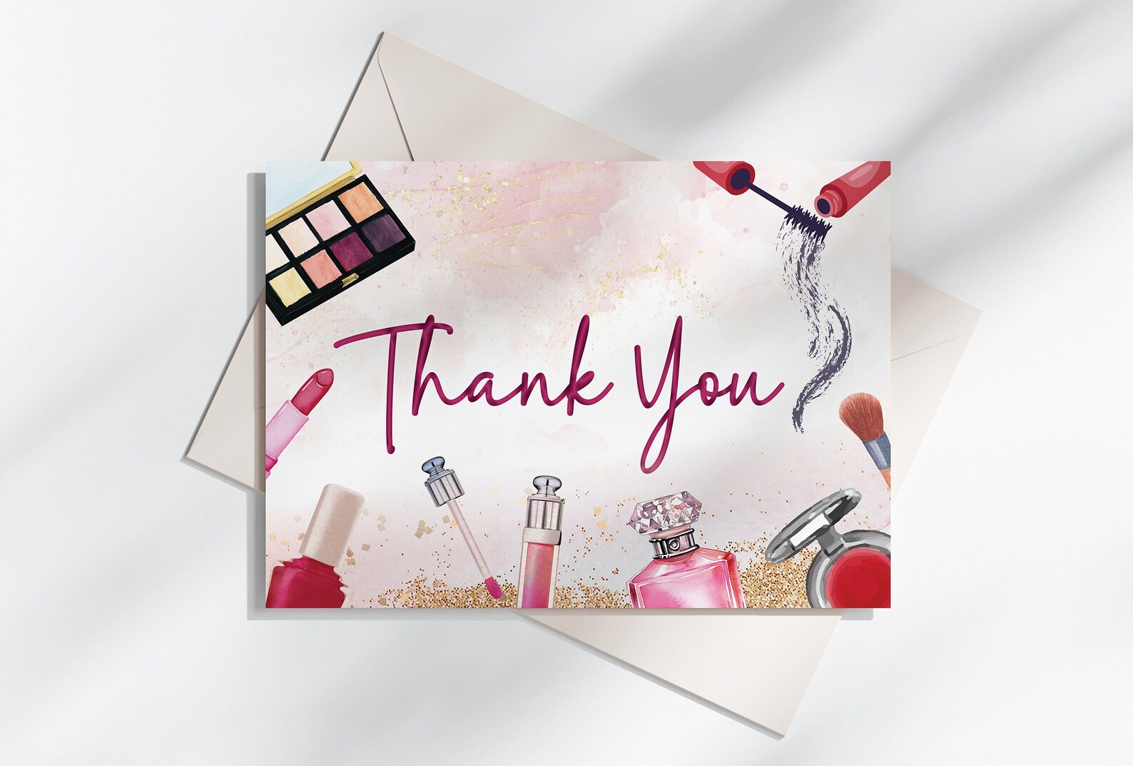Makeup Birthday Thank You Card Glam Makeup Teen Girl Birthday Thank You ...