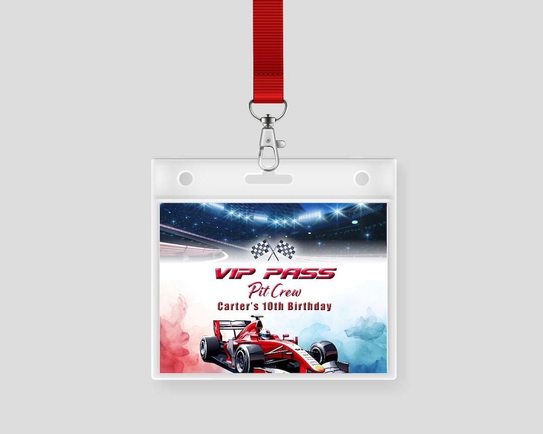 Race Car VIP Pass Race Car Birthday Crew Pass Race Car Crew Lanyard ...