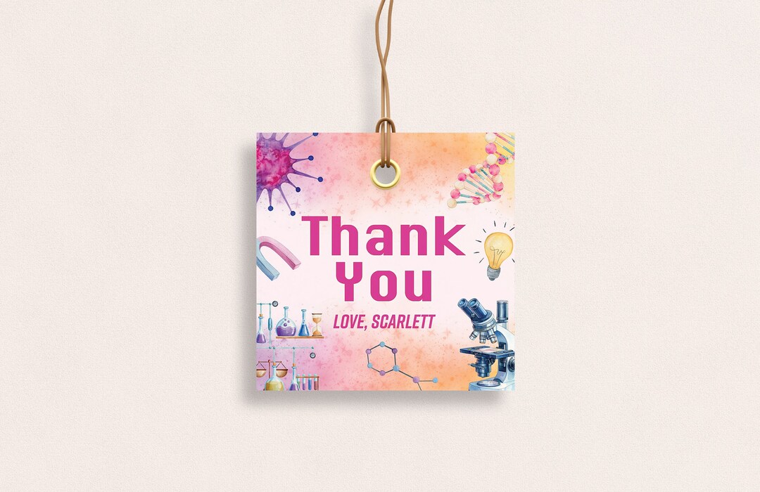 Science Birthday Favor Tag Girls Birthday Good Bag Tag Science Birthday ...