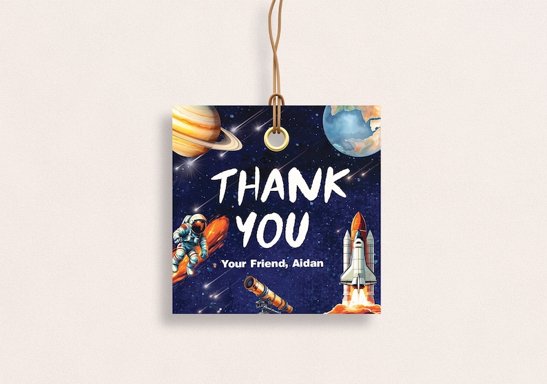 Outer Space Thank You Card Space Birthday Thank You Card Template Outer ...