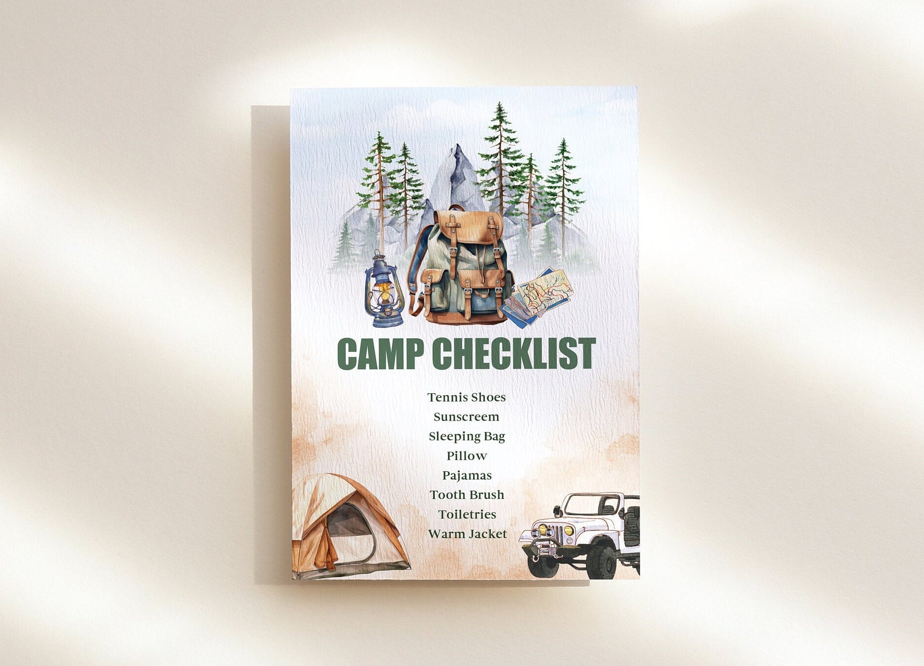 Camping Birthday Thank You Card Camping Editable Template Thank You ...