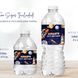 Outer Space Water Bottle Labels Space Birthday Bottle Labels Space ...