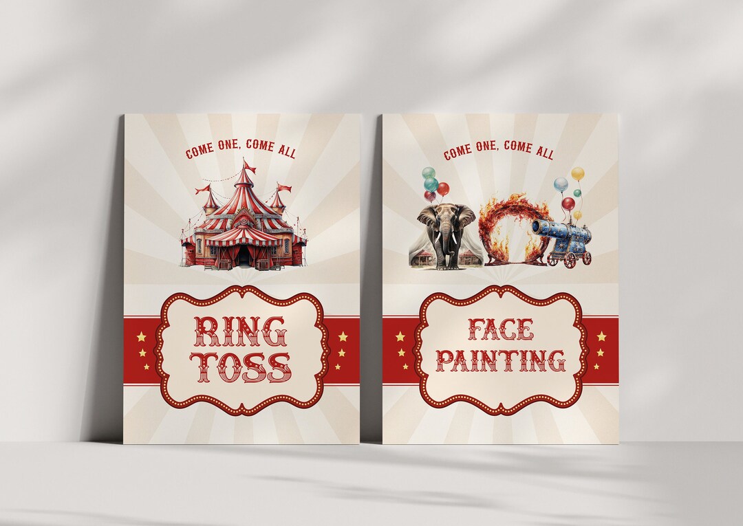 Circus Birthday Game Signs Circus Signs Carnival Birthday Game Signs ...