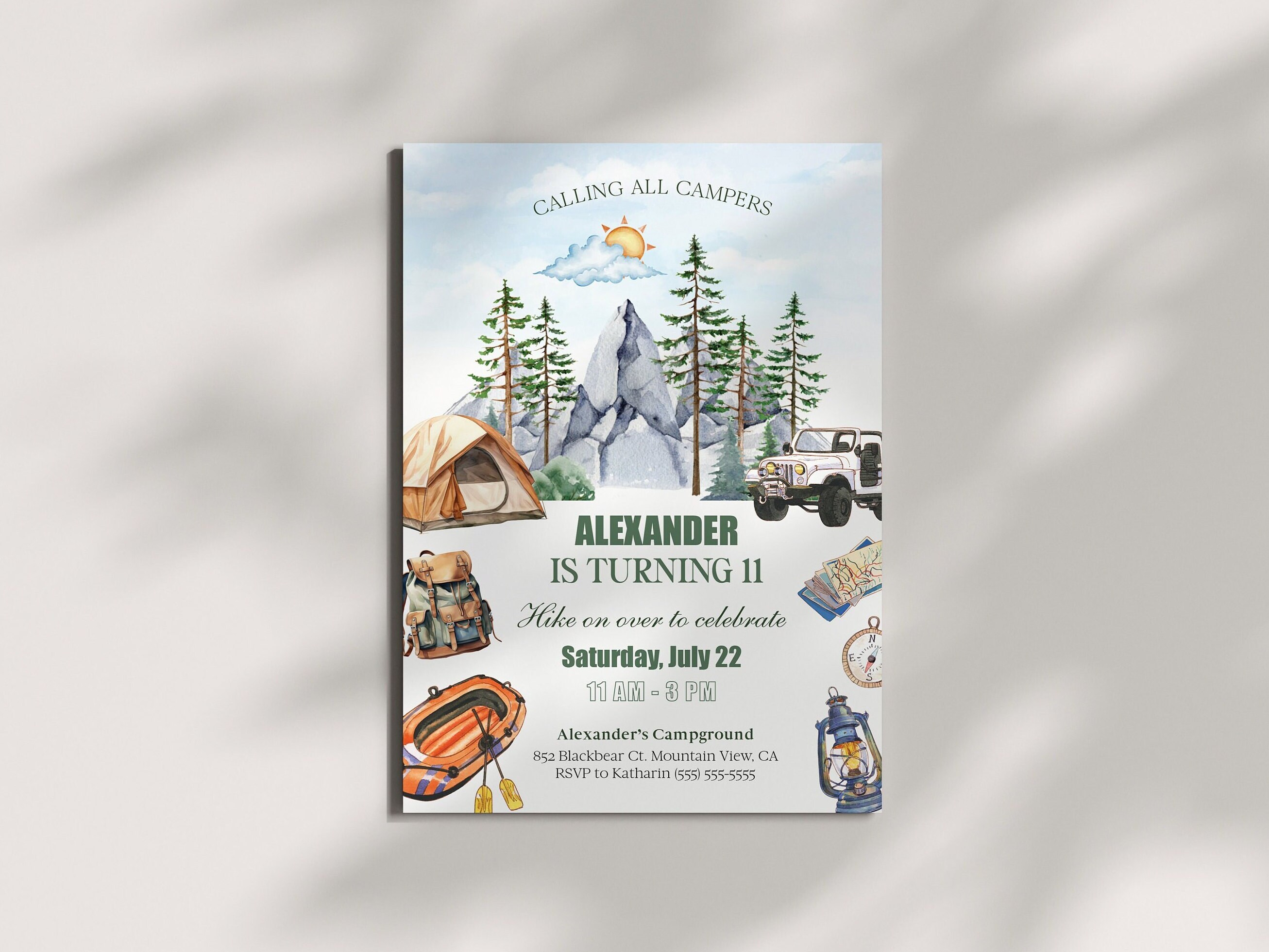 Camping Birthday Banner Happy Birthday Letter Garland Editable Camping ...
