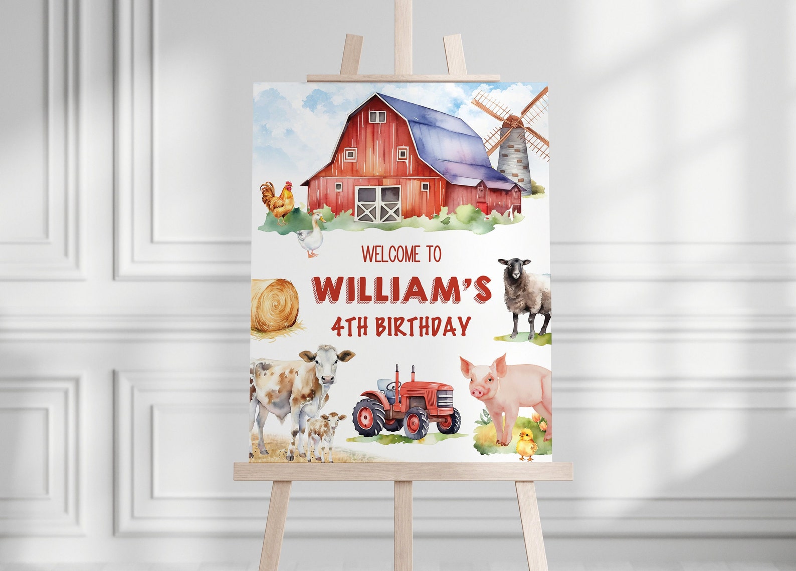 Farm Birthday Backdrop Banner Farm Photo Wall Banner Farm Animals Photo ...