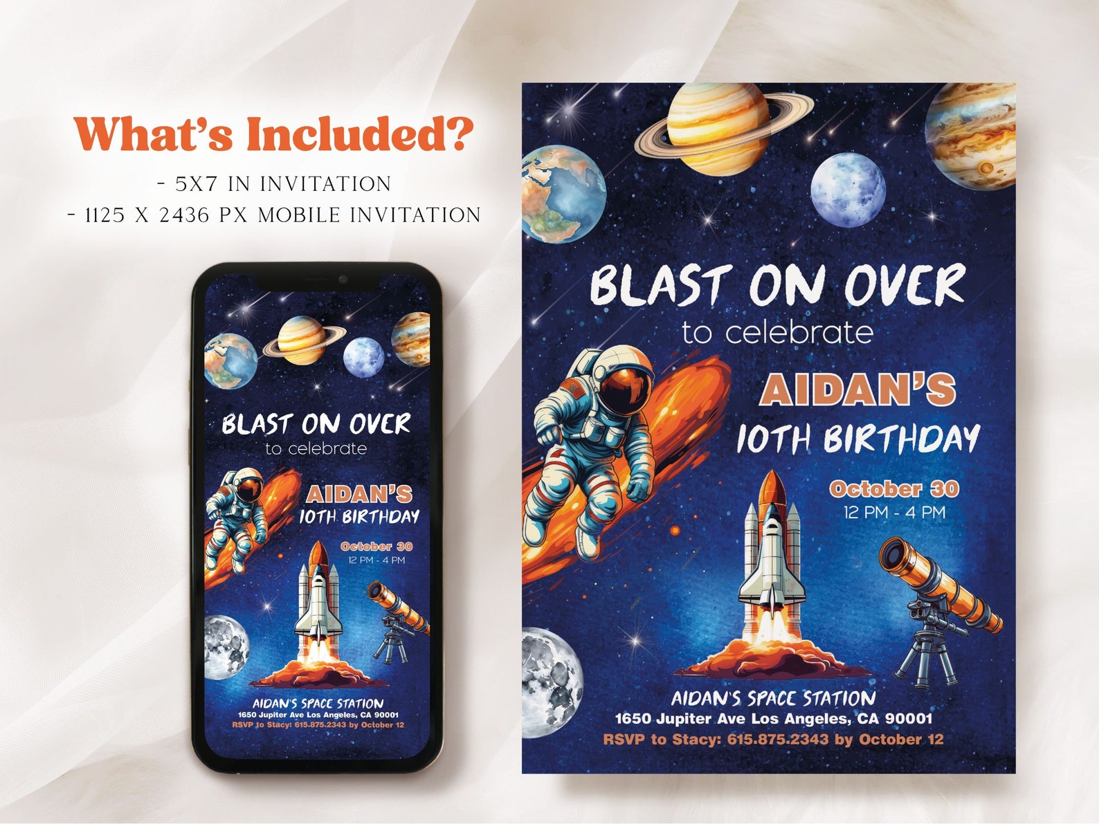 Outer Space Invitation Birthday Template Space and Planets Invitation ...