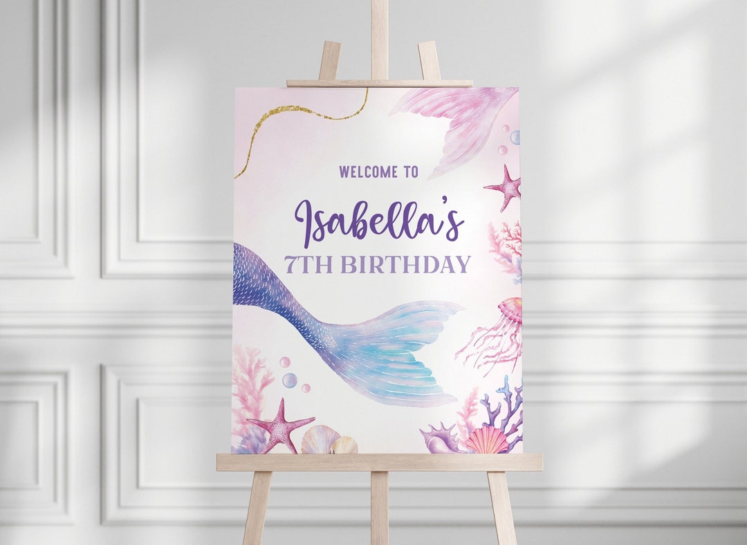 Mermaid Birthday Welcome Sign Under the Sea Greeting Sign Mermaids ...