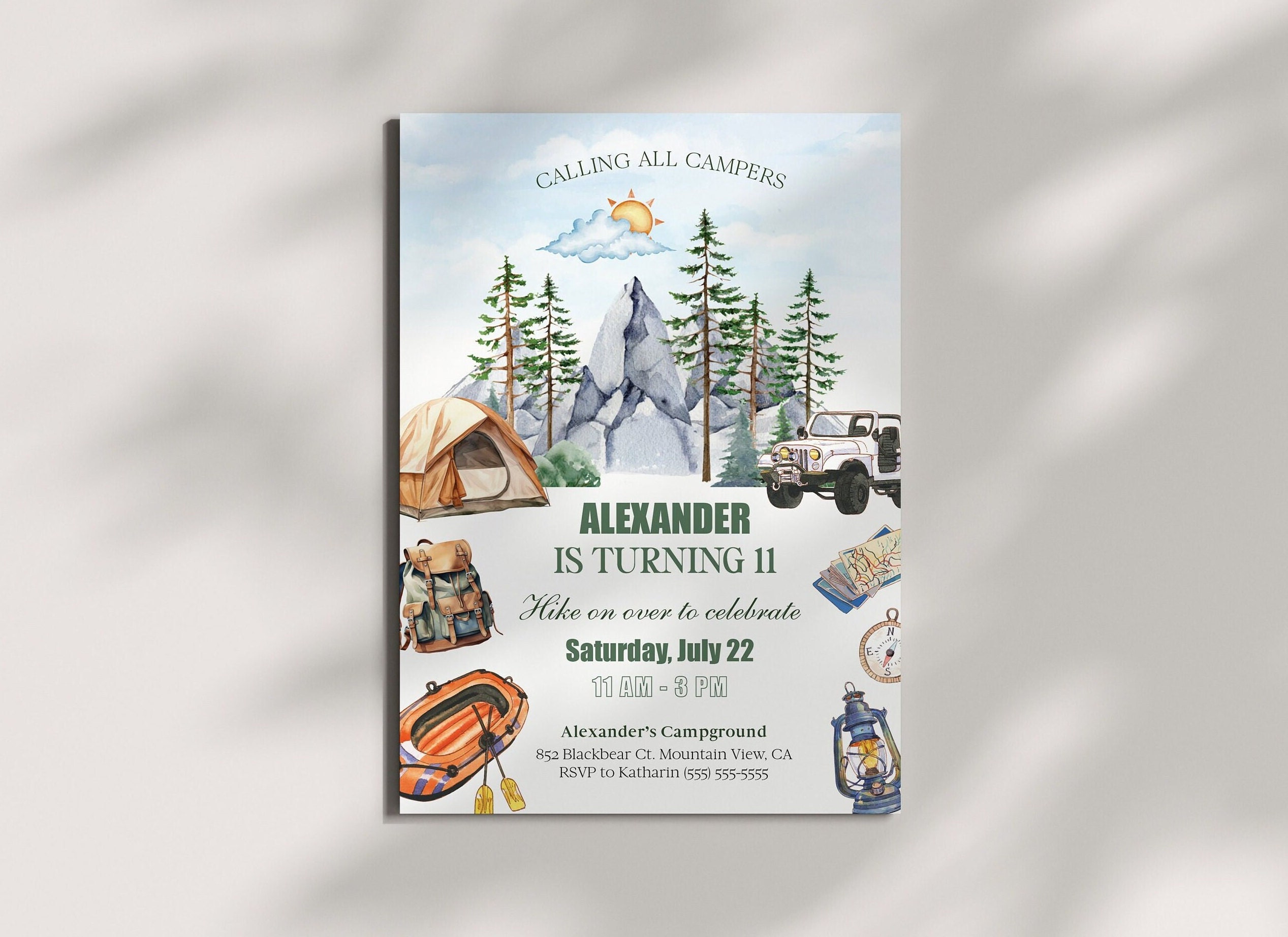 Camping Birthday Template Bundle Camp Birthday Digital Templates ...