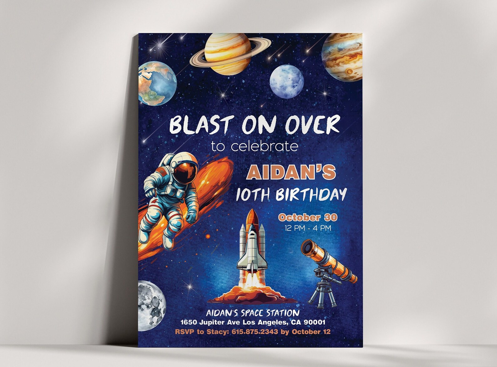 Outer Space Invitation Birthday Template Space and Planets Invitation ...