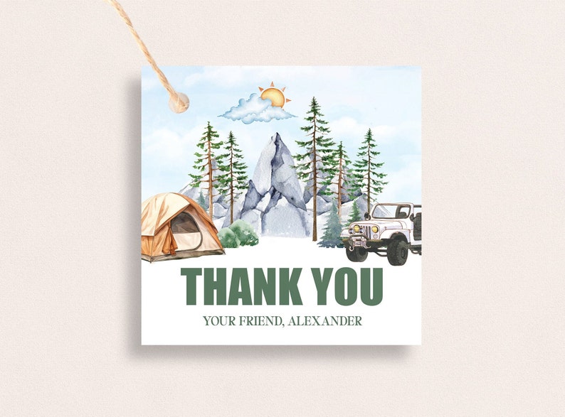 Camping Birthday Thank You Card Camping Editable Template Thank You ...