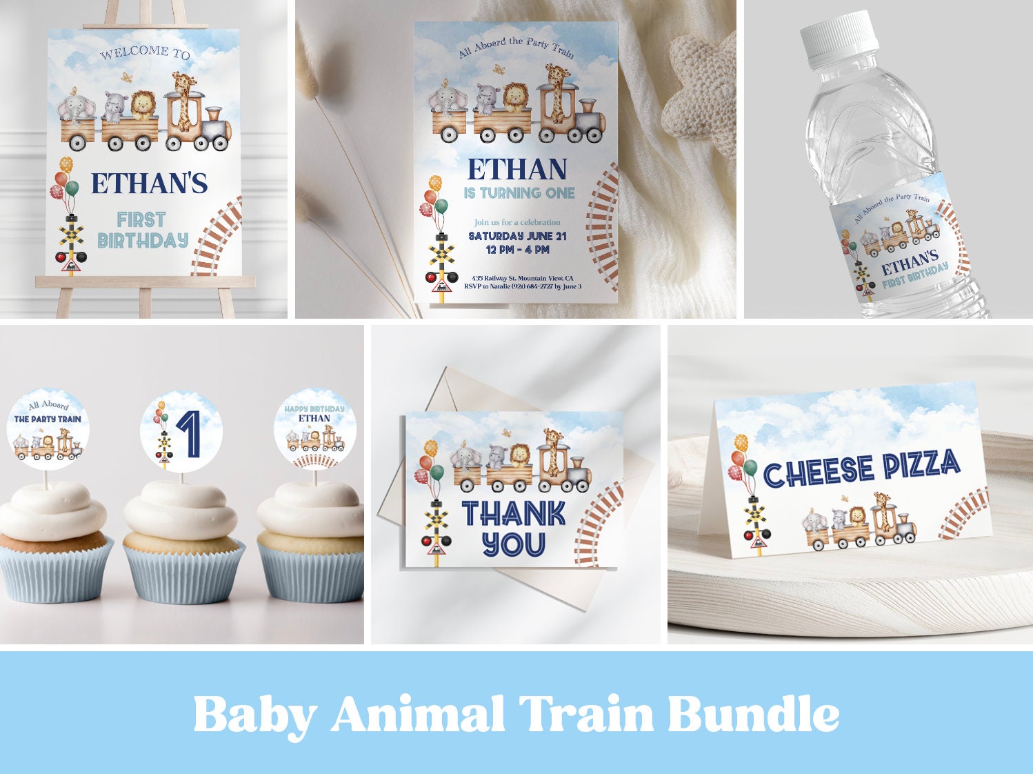 Train Birthday Templates Baby Birthday Template Bundle Train Template ...