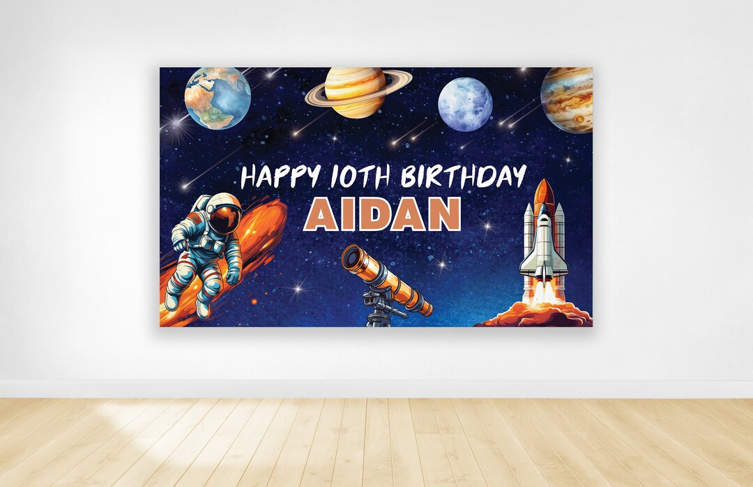 Outer Space Backdrop Banner Space Birthday Wall Banner Planets Birthday ...