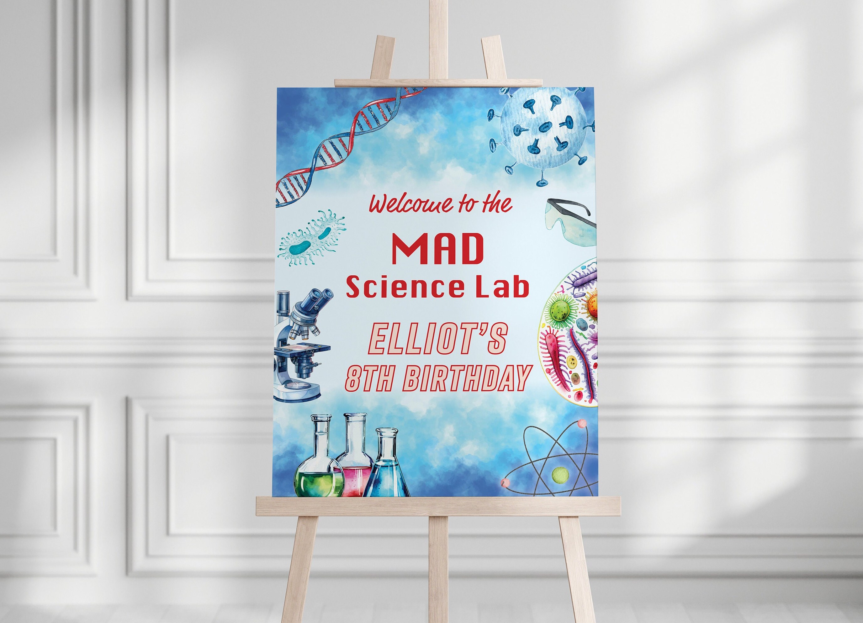 Science Birthday Backdrop Banner Boys Birthday Wall Banner Science ...