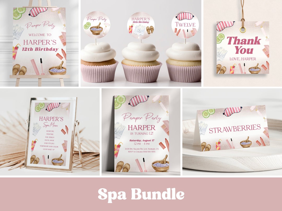 Spa Birthday Templates Bundle Girls Birthday Spa Templates Girl ...