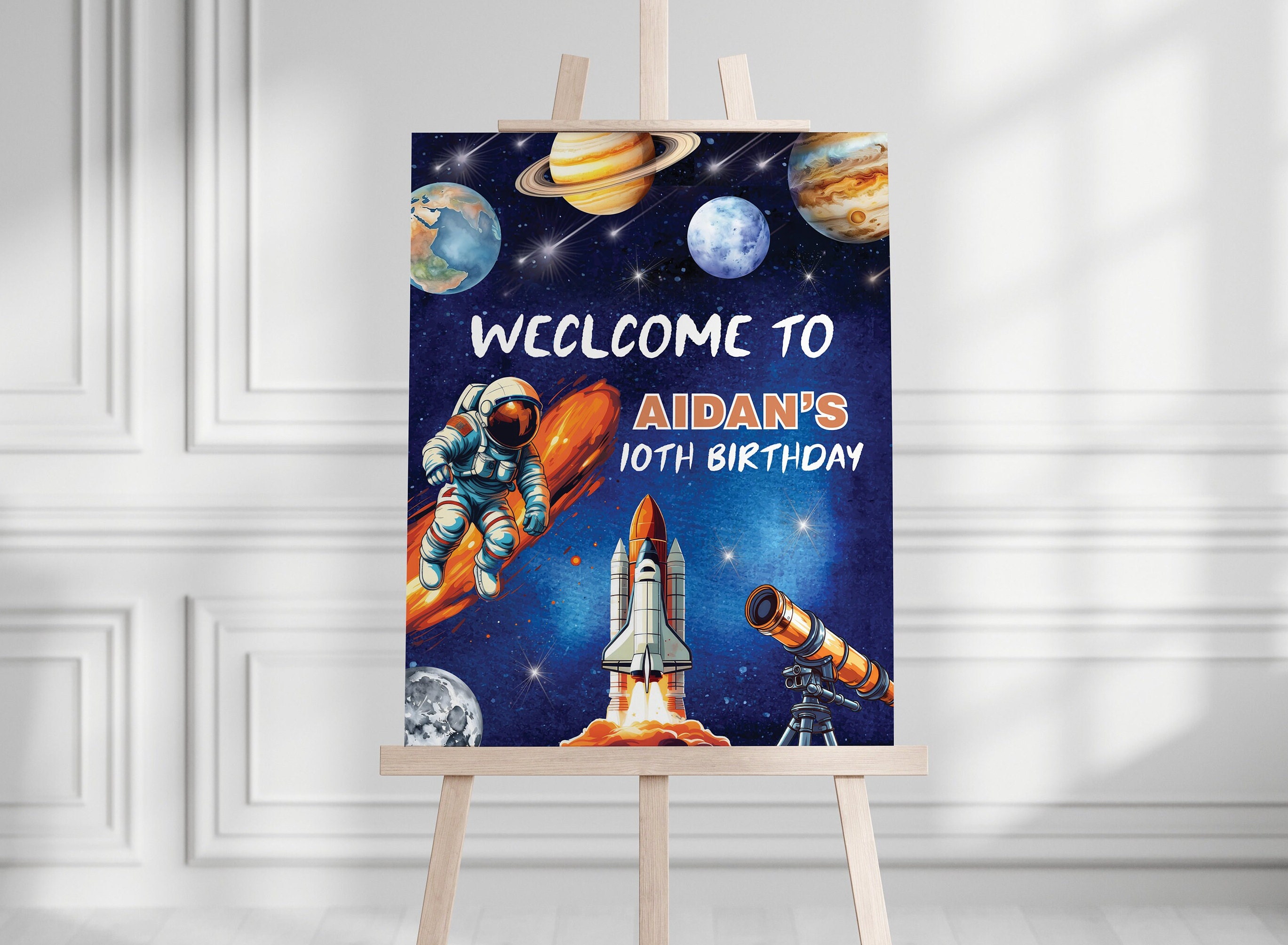 Outer Space Birthday Banner Space Hanging Decoration Happy Birthday ...