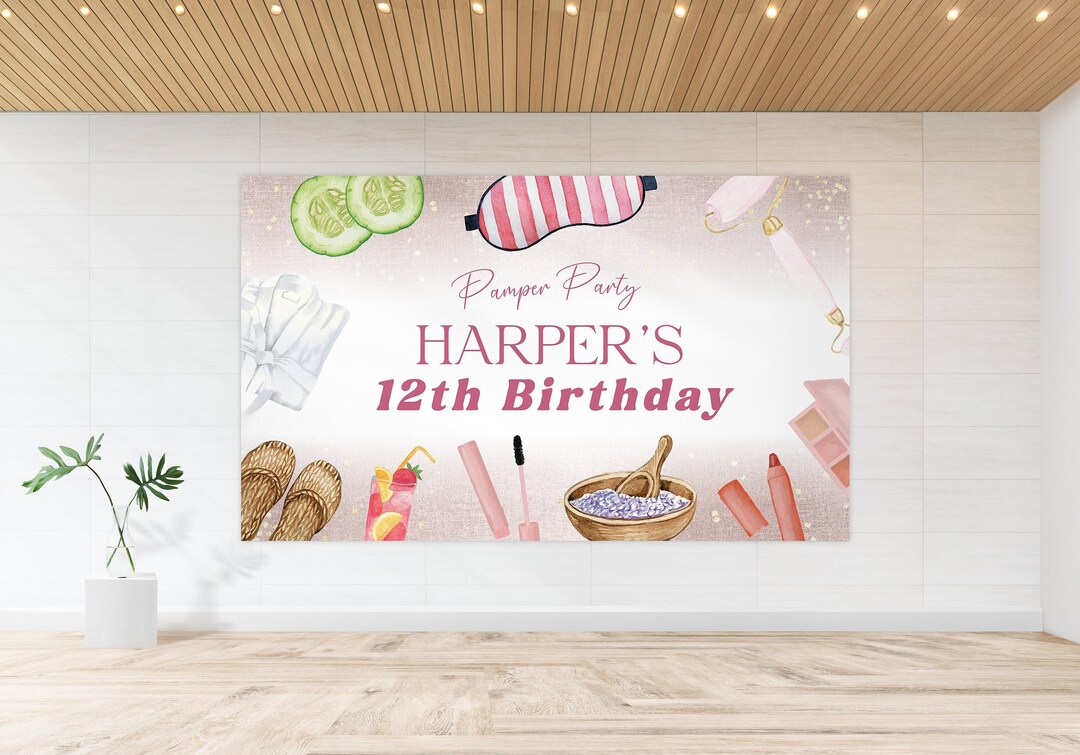 Spa Birthday Backdrop Banner Spa Day Wall Banner Girls Birthday Spa ...