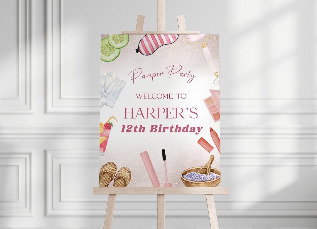 Spa Birthday Welcome Sign Girls Birthday Spa Day Greeting Sign Spa ...