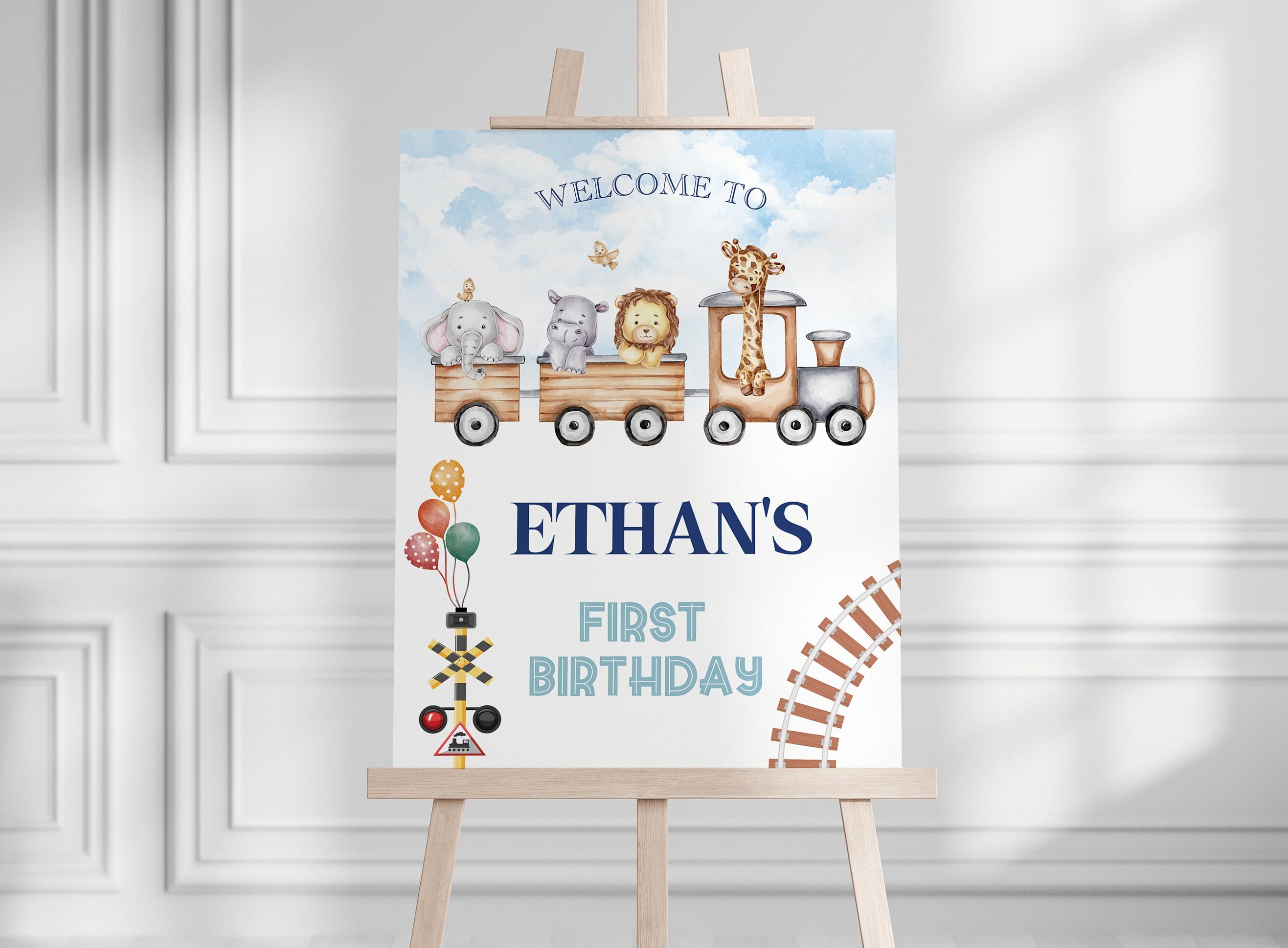 Train Birthday Templates Baby Birthday Template Bundle Train Template ...