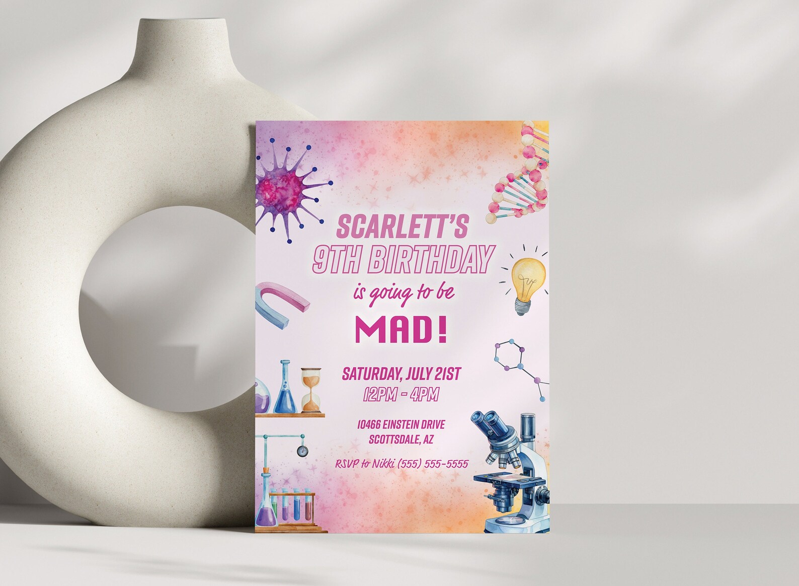 Girl Science Water Bottle Labels Science Birthday Bottle Labels Girls ...