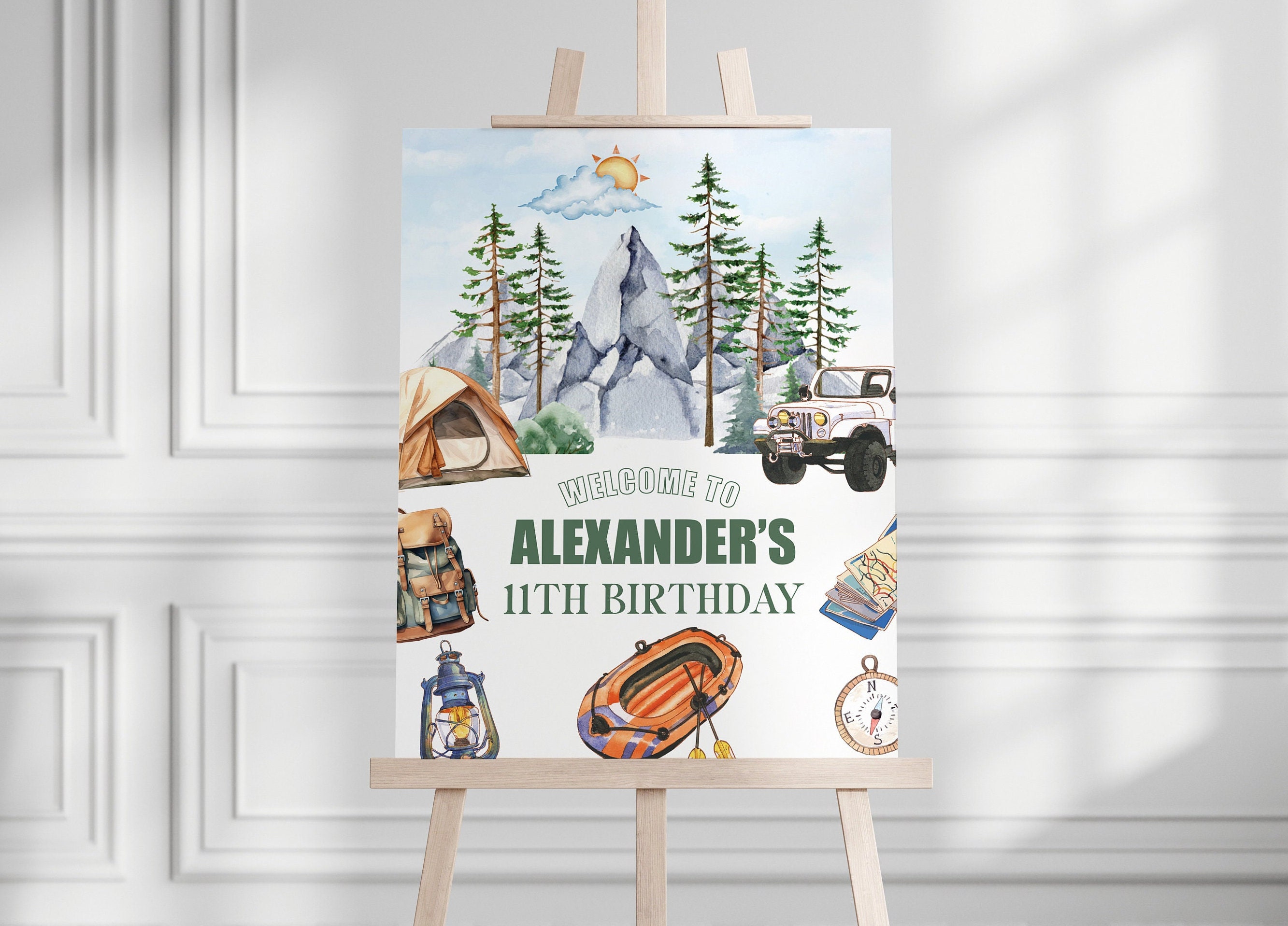 Camping Birthday Banner Happy Birthday Letter Garland Editable Camping ...