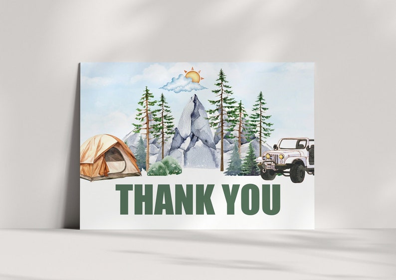 Camping Birthday Thank You Card Camping Editable Template Thank You ...