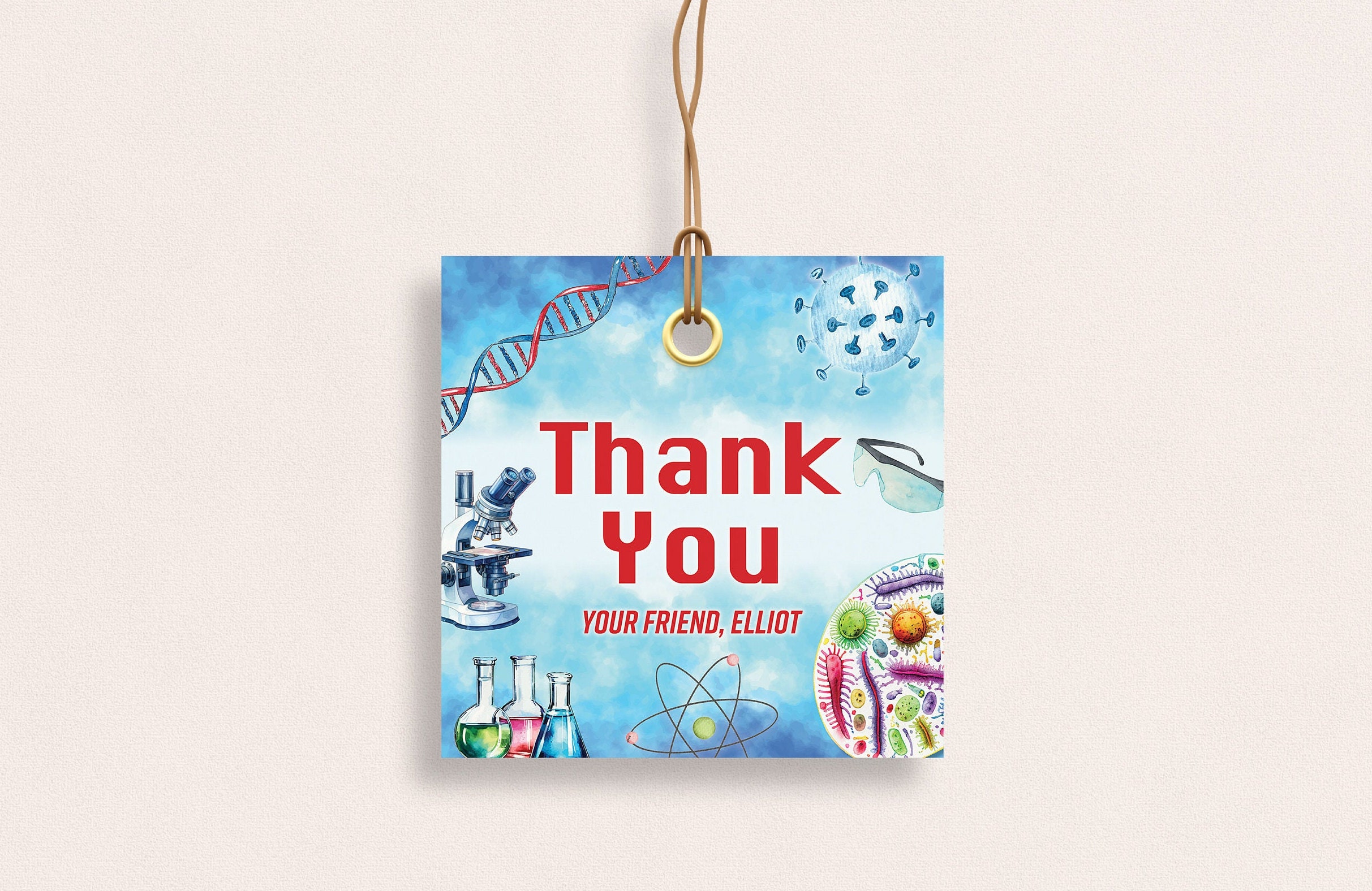 Science Birthday Thank You Card Boys Science Thank You Card Editable ...