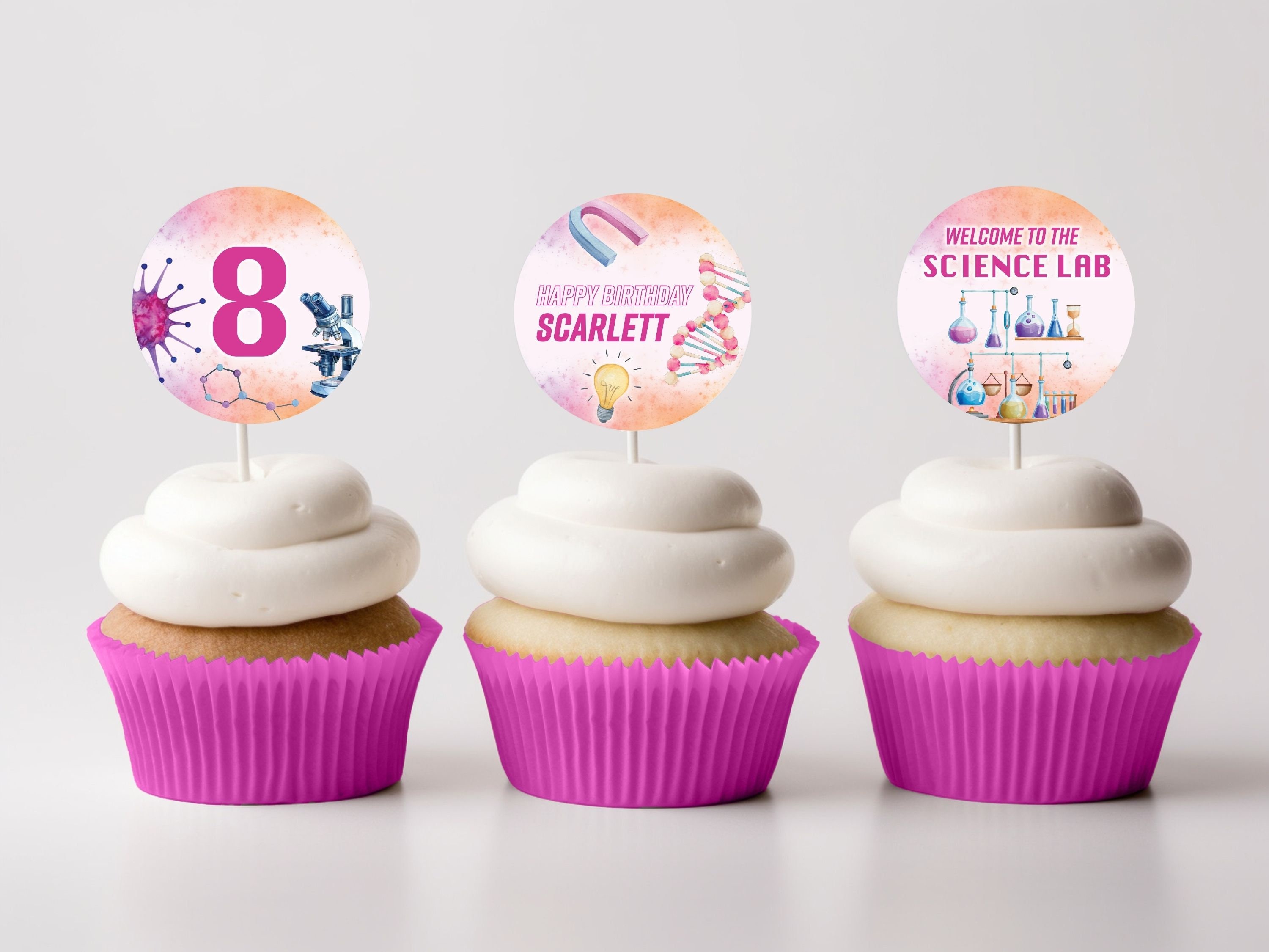Girl Science Cupcake Toppers Girls Birthday Cupcake Toppers Science ...