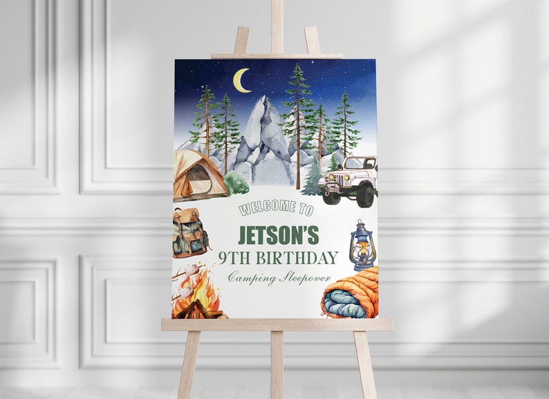 Camping Sleepover Food Tent Card Camping Birthday Sleepover Food ...