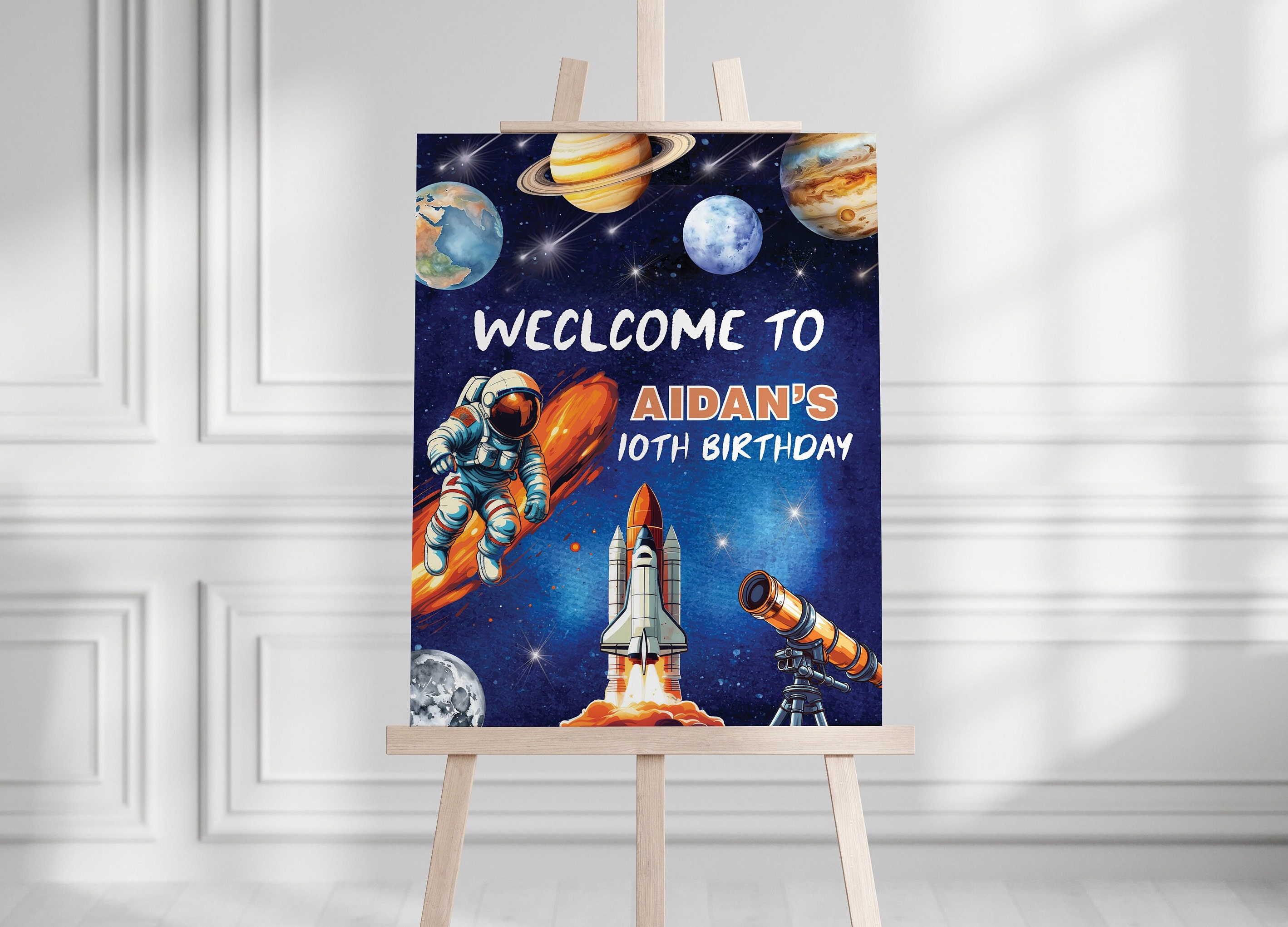 Outer Space Thank You Card Space Birthday Thank You Card Template Outer ...