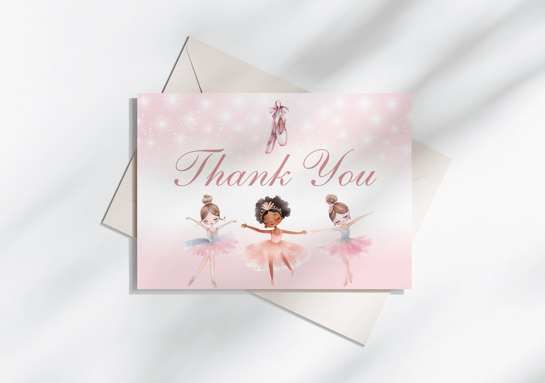 Ballerina Thank You Card Ballet Thank You Card Editable Dancer Thank ...