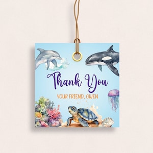 Under the Sea Thank You Card Sea Animals Thank You Card Template Under ...