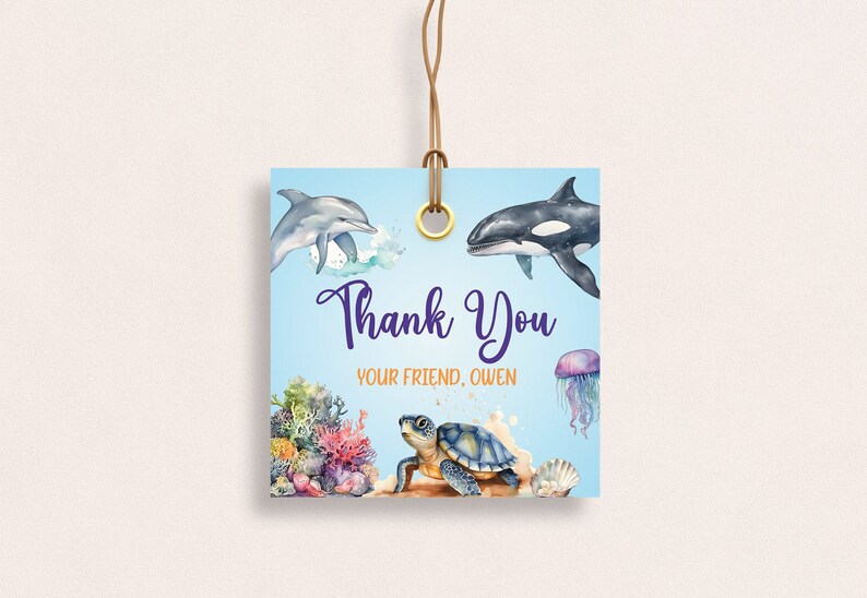 Under the Sea Thank You Card Sea Animals Thank You Card Template Under ...