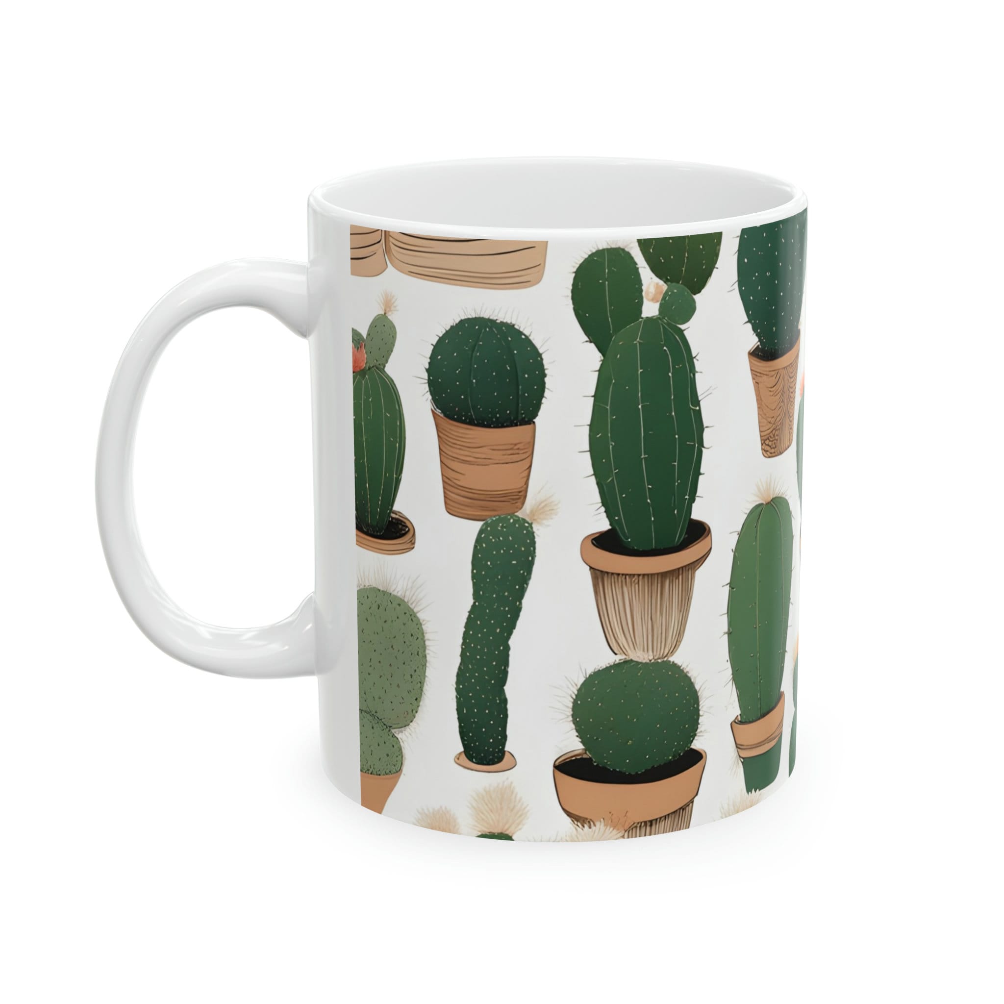 Cacti Wrap Around Ceramic Mug - Desert Themed Coffee Cup - Prickly Pear Mug - Cacti Design ...