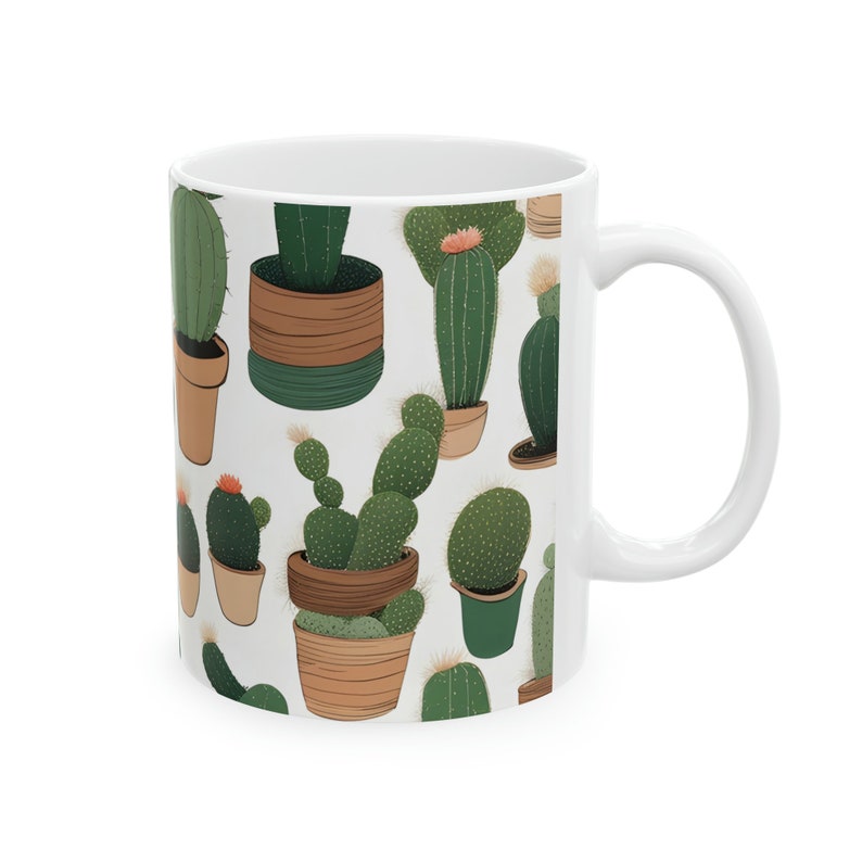 Cacti Wrap Around Ceramic Mug - Desert Themed Coffee Cup - Prickly Pear ...