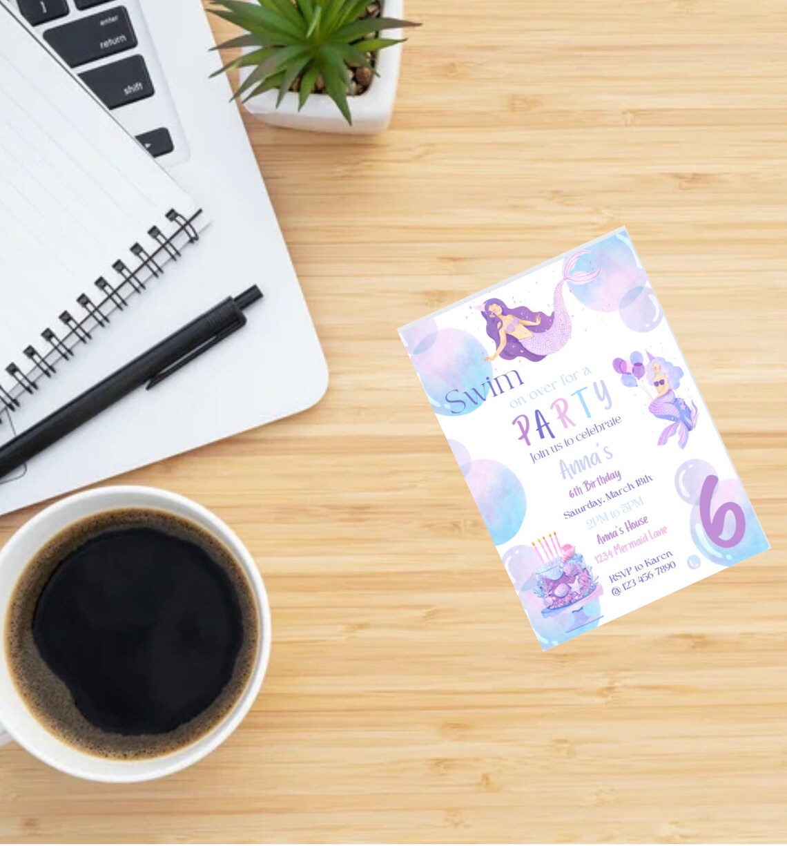 Editable Mermaid Birthday Invitation - Etsy