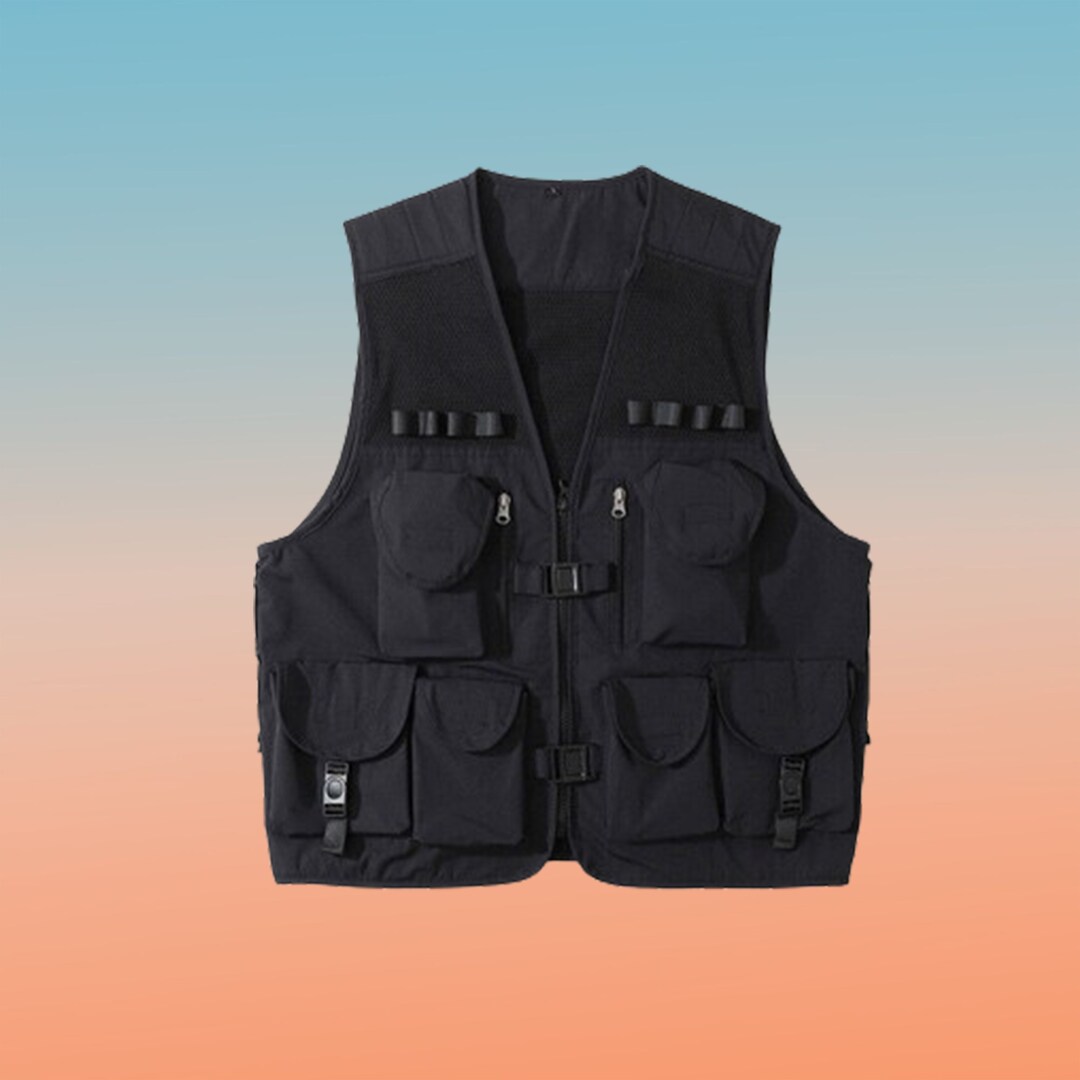 Vintage Mens Multi-pocket Vests Sleeveless Camping Travel Photography ...