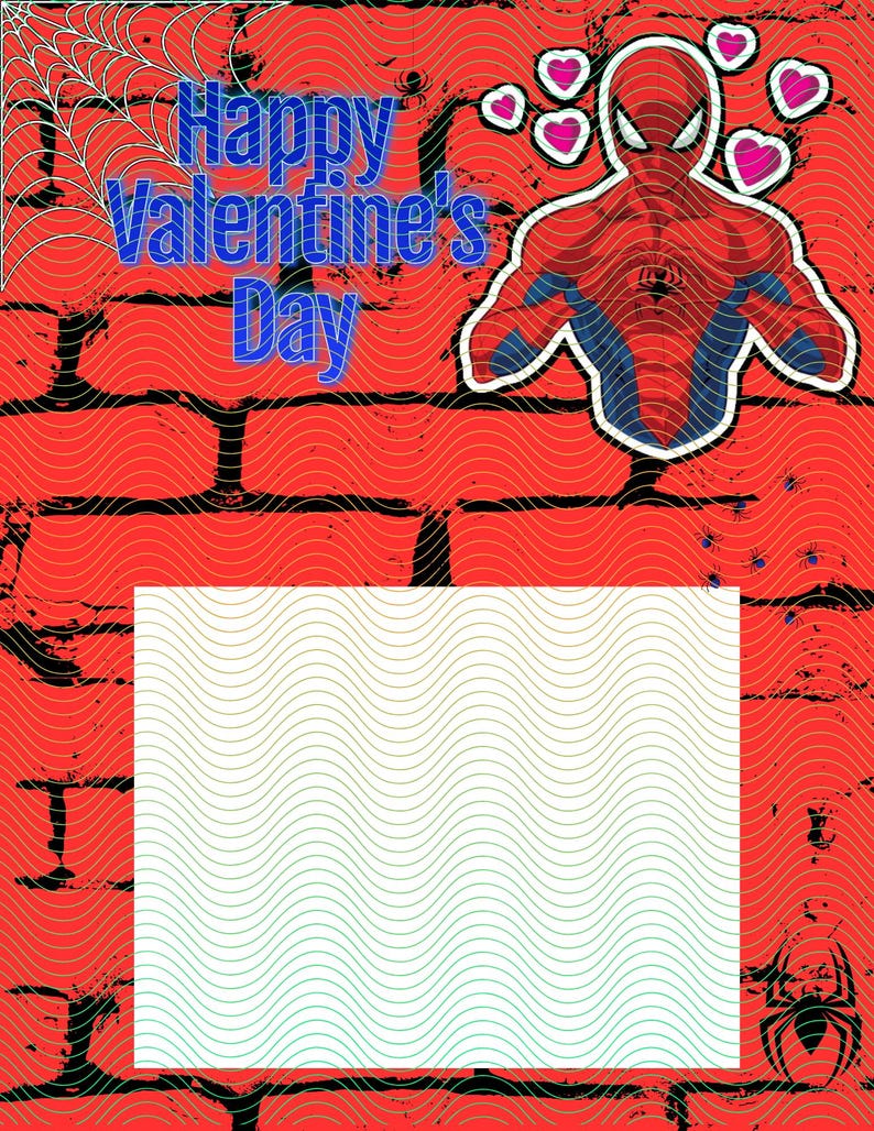 Jumbo Valentine Card Spiderman Png 8.5x11 - Etsy