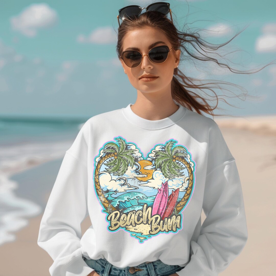 Beach Bum Oversized Sweatshirt Summer Beachy Crewneck Trendy Sweatshirt ...